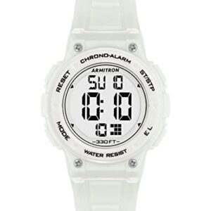 Armitron Sport Women's Digital Chronograph Resin Strap Watch, White (45/7086PWT)