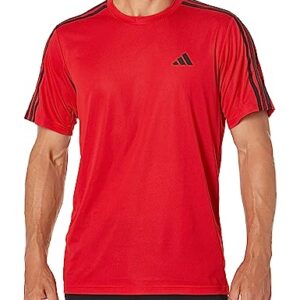 adidas Men's Training Essentials 3-Stripes T-Shirt, Better Scarlet/Black, XX-Large