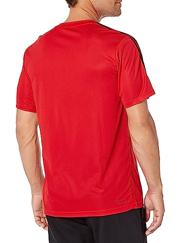 adidas Men's Training Essentials 3-Stripes T-Shirt, Better Scarlet/Black, XX-Large