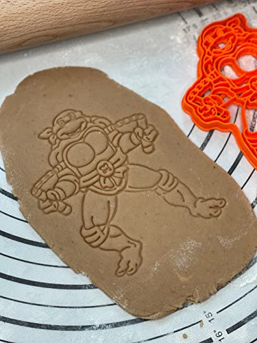 Premium Quality Ninja Turtle Michelangelo 6” Cookie Cutter and Mold Produced by 3D Kitchen Art