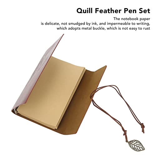 Retro Carving Feather Pen Set, Calligraphy Fountain Pens with Book 8 Replacement Nibs and Pen Stand Holder Quill Pen Vintage Signature Pen Gift Set