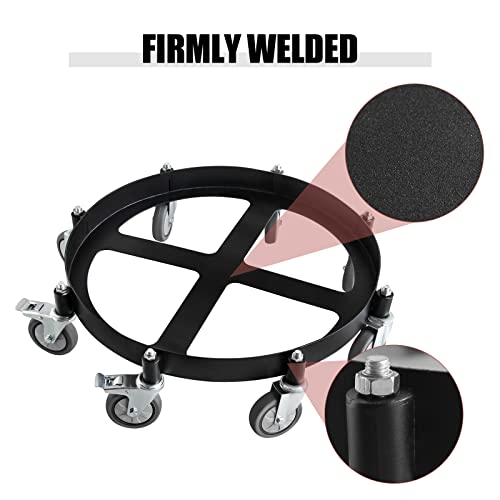 Hasopy Heavy Duty Drum Dolly 8 Swivel Caster Wheel 55 Gallon Steel Frame, Grease Drum Dolly with 2000 Lbs Capacity, Anti-Tipping for Workshops and Warehouses (8 Swivel Caster Wheel)