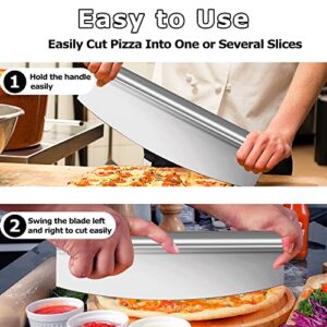 Pizza Cutter Rocker 14 inch Sharp Stainless Steel Slicer Knife with Protective Blade Cover for Kitchen Dishwasher Safe