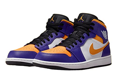 Jordan mens Nike Air 1 Mid Shoes, Dark Concord/Taxi-white-black, 12