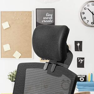 Tofficu Office Chair Headrest Attachment Head Support Cushion Upholstered Adjustable Height Angle for Ergonomic Executive Chair，2.6cm Fixing Clip Backrest Thickness 2-2.4cm，Not Suitable for Soft Chair