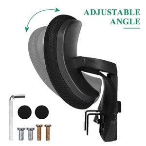 Tofficu Office Chair Headrest Attachment Head Support Cushion Upholstered Adjustable Height Angle for Ergonomic Executive Chair，2.6cm Fixing Clip Backrest Thickness 2-2.4cm，Not Suitable for Soft Chair