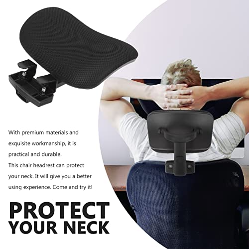 Tofficu Office Chair Headrest Attachment Head Support Cushion Upholstered Adjustable Height Angle for Ergonomic Executive Chair，2.6cm Fixing Clip Backrest Thickness 2-2.4cm，Not Suitable for Soft Chair