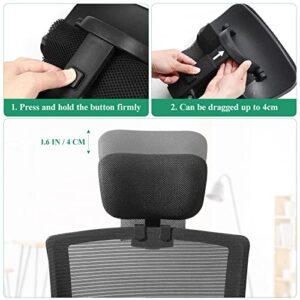 Tofficu Office Chair Headrest Attachment Head Support Cushion Upholstered Adjustable Height Angle for Ergonomic Executive Chair，2.6cm Fixing Clip Backrest Thickness 2-2.4cm，Not Suitable for Soft Chair