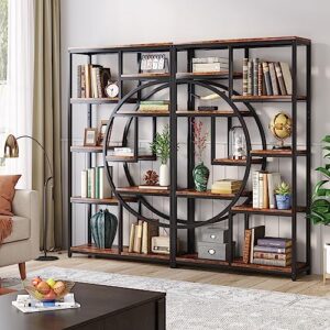 tribesigns bookshelf industrial 5 tier etagere bookcase, freestanding tall bookshelves display shelf storage organizer with 9-open storage shelf for living room, bedroom