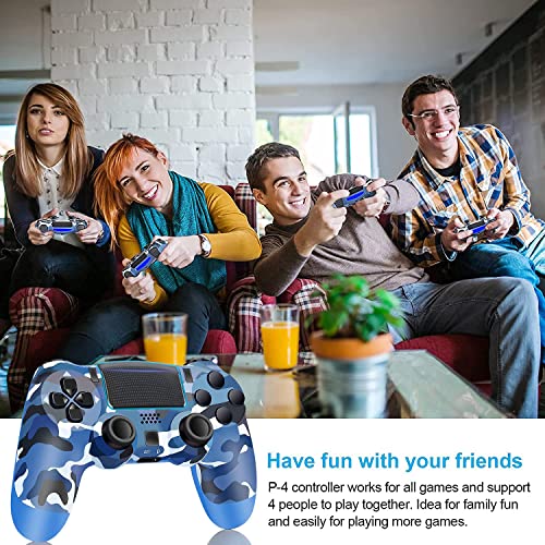 YU33 Remote for PS4 Controller, Wireless Gamepad Work for Playstation 4 Controllers, Game Control for PS4 Controller Pro with Joystick, Pa4 Controller for PS4/Silm/PC Camo Blue