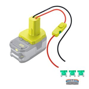 upgraded 18v battery adapter for ryobi 18v one+ battery adapter all-in-one design of the fuse and switch power tool battery converter kit 14 gauge with fuses & wire terminals