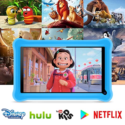 Kids Tablet 7 inch Android 11 Tablet for kids(Ages 2-10),RAM 3GB ROM 32GB with 128GB Expand, Kids Software Pre-installed, Google Certified Tablet,Dual Camera, Bluetooth, WiFi with Shockproof case-Blue