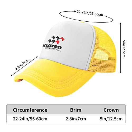 GIMLY Mclaren-F1-Logo- Hats Baseball Cap Baseball Hat Unisex Adjustable Fashion Outdoors Mesh Hat Sunhat Yellow