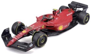 bburago - 1/18 scale model compatible with ferrari replica miniature model compatible with scuderia f1-75 # 55 compatible with carlos sainz season 2022 formula 1 scale model collectible (red)