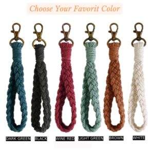 Macrame Keychain Boho Keychain Lanyards for Keys Key chain wrist lanyard for women Wrist Keychain Keyring Bracelet Holder Car Key Lanyard, Macrame Wristlet Keychain Car Keys Keychain Wristlet Blue Key Chain