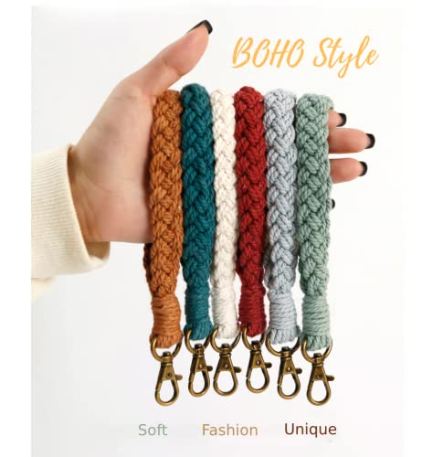 Macrame Keychain Boho Keychain Lanyards for Keys Key chain wrist lanyard for women Wrist Keychain Keyring Bracelet Holder Car Key Lanyard, Macrame Wristlet Keychain Car Keys Keychain Wristlet Blue Key Chain