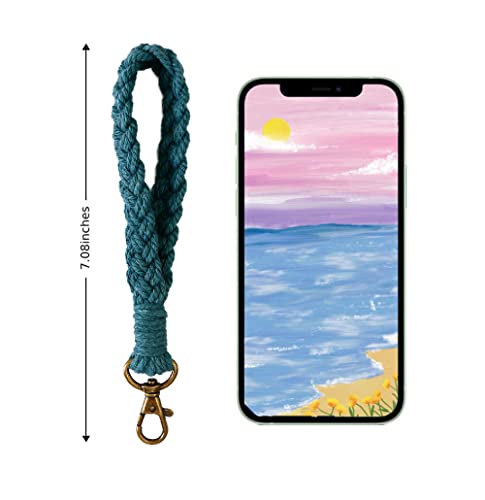 Macrame Keychain Boho Keychain Lanyards for Keys Key chain wrist lanyard for women Wrist Keychain Keyring Bracelet Holder Car Key Lanyard, Macrame Wristlet Keychain Car Keys Keychain Wristlet Blue Key Chain