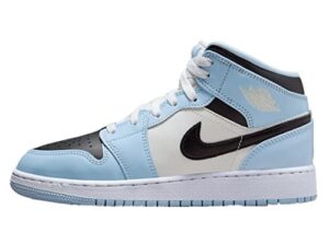 nike kids air jordan 1 retro high og gs basketball shoe, ice blue/black sail-white, 7 big kid