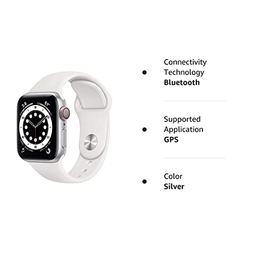 Apple Watch Series 6 (GPS + Cellular, 40mm) - Silver Aluminum Case with White Sport Band (Renewed)