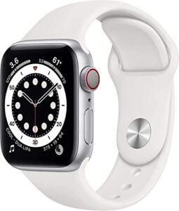 apple watch series 6 (gps + cellular, 40mm) - silver aluminum case with white sport band (renewed)