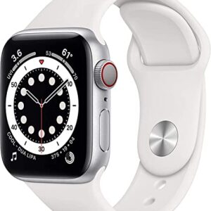 Apple Watch Series 6 (GPS + Cellular, 40mm) - Silver Aluminum Case with White Sport Band (Renewed)