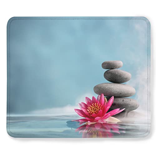 Zen Stone red Water Lily Mouse Pad Non-Slip Rubber Base Mouse Pad for Laptop PC Office Working Travel 12x10 Inch