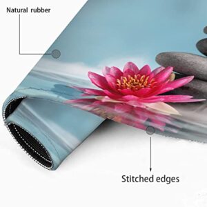 Zen Stone red Water Lily Mouse Pad Non-Slip Rubber Base Mouse Pad for Laptop PC Office Working Travel 12x10 Inch