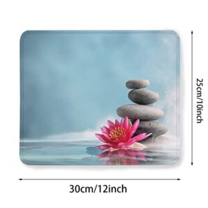 Zen Stone red Water Lily Mouse Pad Non-Slip Rubber Base Mouse Pad for Laptop PC Office Working Travel 12x10 Inch