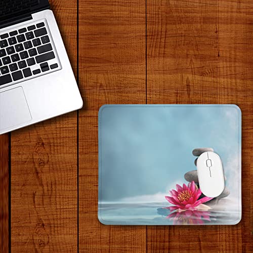 Zen Stone red Water Lily Mouse Pad Non-Slip Rubber Base Mouse Pad for Laptop PC Office Working Travel 12x10 Inch