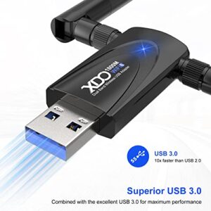 WiFi 6 USB Adapter for PC, XDO Wireless USB WiFi Adapter for Desktop Laptop Computer, USB 3.0 WiFi Dongle High Gain Dual Band 2.4G/5GHz, AX1800Mbps MU-MiMO Wireless Network Adapter for Windows 10/11