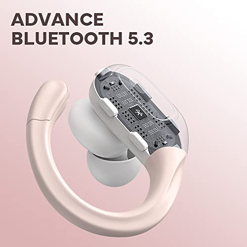 Wireless Earbuds,Ture Wireless Bluetooth 5.3 Earbuds,75H Playtime IPX7 Waterproof Headphones with LED Digital Display & CVC 8.0 Noise Cancelling Mic in-Ear Earphone for iPhone Android Rose Gold