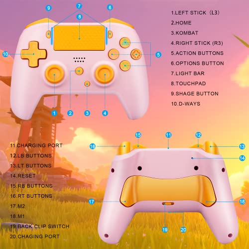 OUBANG Ares Controllers for PS4 Controller Elite, Game Control for Scuf PS4 Controller with Turbo, Joystick Gamepad Work for Playstation 4 Controller with Back Paddles for PS4/PS5/Steam/PC/IOS Pink