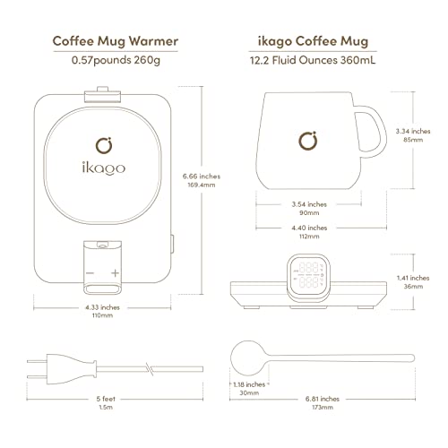 ikago Smart Temp Control Coffee Mug Warmer Set, Best Birthday Gifts for Women&Men, Gift for Mother's&Father's Day/Birthday/Office Desk