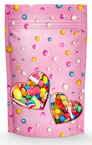 Resealable Standup Bags 4x6 inches. 60 Pk – Airtight, Waterproof, Zip Lock Seal and/or Heat Seal - Opaque Foil Pouch - Food Grade Bags For Long Shelf-Life and Multipurpose Storage. Packing Solutions For Businesses and Private Use (60 pck Medium, Candy)