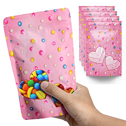 Resealable Standup Bags 4x6 inches. 60 Pk – Airtight, Waterproof, Zip Lock Seal and/or Heat Seal - Opaque Foil Pouch - Food Grade Bags For Long Shelf-Life and Multipurpose Storage. Packing Solutions For Businesses and Private Use (60 pck Medium, Candy)