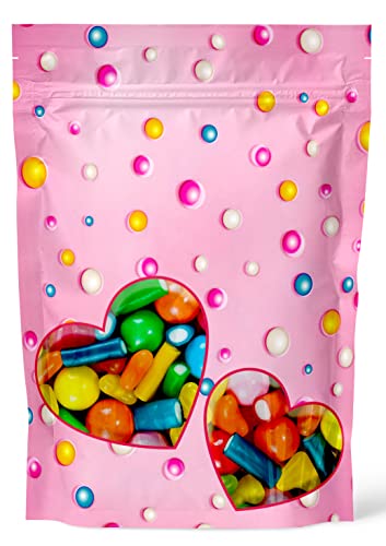 Resealable Standup Bags 4x6 inches. 60 Pk – Airtight, Waterproof, Zip Lock Seal and/or Heat Seal - Opaque Foil Pouch - Food Grade Bags For Long Shelf-Life and Multipurpose Storage. Packing Solutions For Businesses and Private Use (60 pck Medium, Candy)