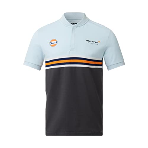 McLaren F1 Gulf Collaboration Men's Classic Striped Polo Shirt Blue