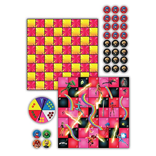 Miraculous Ladybug - 2 in 1 Game - Enjoy Hours of Fun with These 2 Board Games: Ups & Downs and Checkers! Great Birthday & Preschool Aged Gift for Boys and Girls!