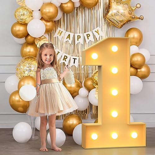 imprsv 3FT Marquee Light Up Numbers, Mosaic Numbers for Balloons, Number 1 Balloon Frame, Marquee Light Up Letters,1st Birthday Decorations, First Birthday Party Decor, Anniversary Decorations