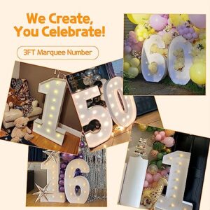 imprsv 3FT Marquee Light Up Numbers, Mosaic Numbers for Balloons, Number 1 Balloon Frame, Marquee Light Up Letters,1st Birthday Decorations, First Birthday Party Decor, Anniversary Decorations