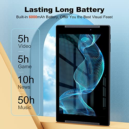 Android 12 Tablet, 10 inch Tablets, 64GB ROM 512GB Expand Tablet, Quad Core Processor, HD IPS Screen, 8MP Dual Camera, Wi-Fi, G+G, Bluetooth, 6000mAh Battery Google GMS Tablet Stand