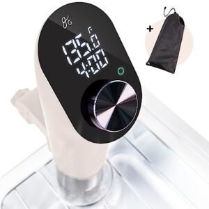 greater goods kitchen sous vide - a powerful precision cooking machine at 1100 watts, ultra quiet immersion circulator with a brushless motor, (birch white)