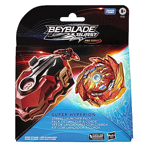 Beyblade Burst Pro Series Super Hyperion String Launcher  Pack, Right/Left Spin Beyblade Launcher with Spinning Top, Kid Toys for 8 Year Old Boys & Girls