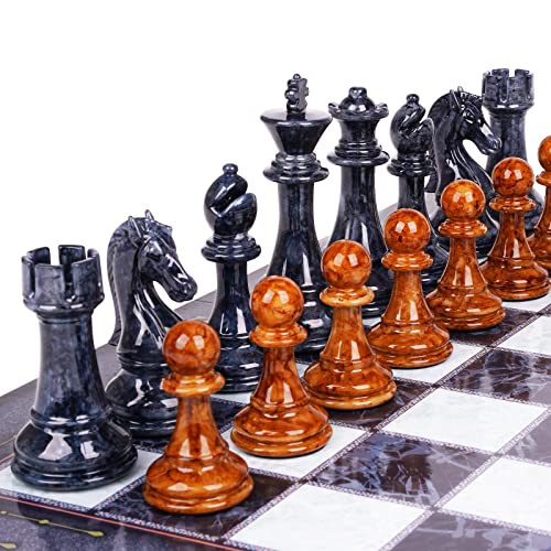 18.5" Large Chess Set for Adults Kids with Zinc Alloy Heavy Chess Pieces Portable Folding Chess Board Travel Chess Set Board Game Gift – Staunton Chess Pieces