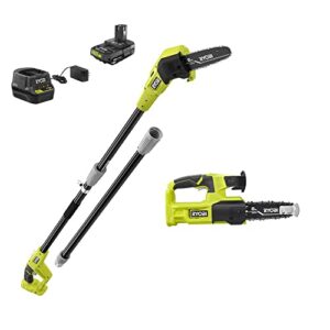 ryobi 18v one+ 8'' pole saw & 8'' pruning saw combo kit, green, (p20310)