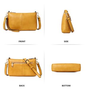 WESTBRONCO Small Crossbody Bag for Women Vegan Leather Wallet Purses Satchel Shoulder Bags Wristlet Clutch Handbags Yellow