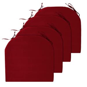 Wellsin Outdoor Chair Cushions for Patio Furniture - Patio Chair Cushions Set of 4 - Waterproof Round Corner Outdoor Seat Cushions 17"X16"X2", Burgundy