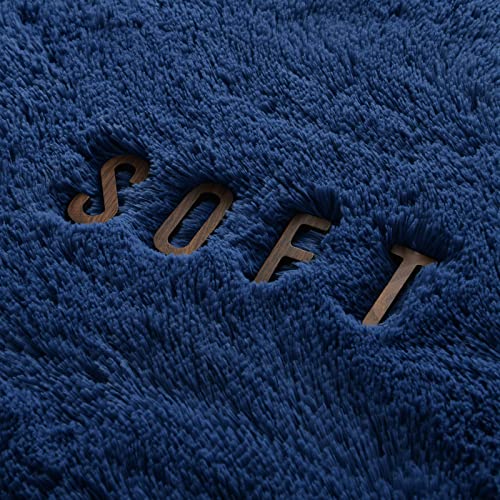 Hutha 6x9 Large Area Rugs for Living Room, Super Soft Fluffy Modern Bedroom Rug, Navy Blue Indoor Shag Fuzzy Carpets for Girls Kids Nursery Room Home Decor