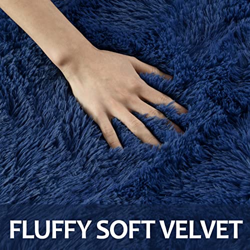 Hutha 6x9 Large Area Rugs for Living Room, Super Soft Fluffy Modern Bedroom Rug, Navy Blue Indoor Shag Fuzzy Carpets for Girls Kids Nursery Room Home Decor