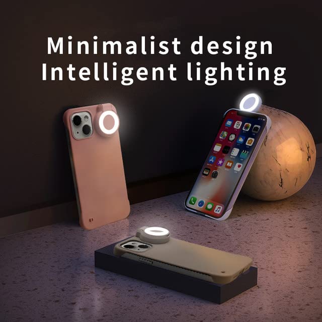 Selfie Ring Light Flip Phone Case, Flashlight Selfie Ring Light for iPhone 11/ iPhone 12 / iPhone 13/ iPhone 14, with Three Ring Light Modes, Anti-Scratch Full-Body Slim and Lightweight